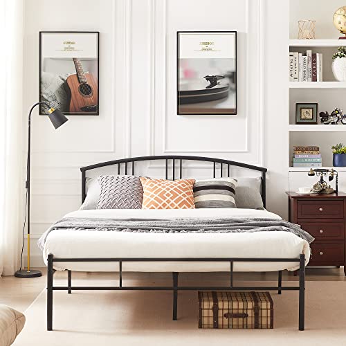 VECELO Full Bed Frame with Headboard and Footboard, 14 Inch Metal Platform Mattress Foundation, Sturdy Premium Steel Slat/No Box Spring Needed
