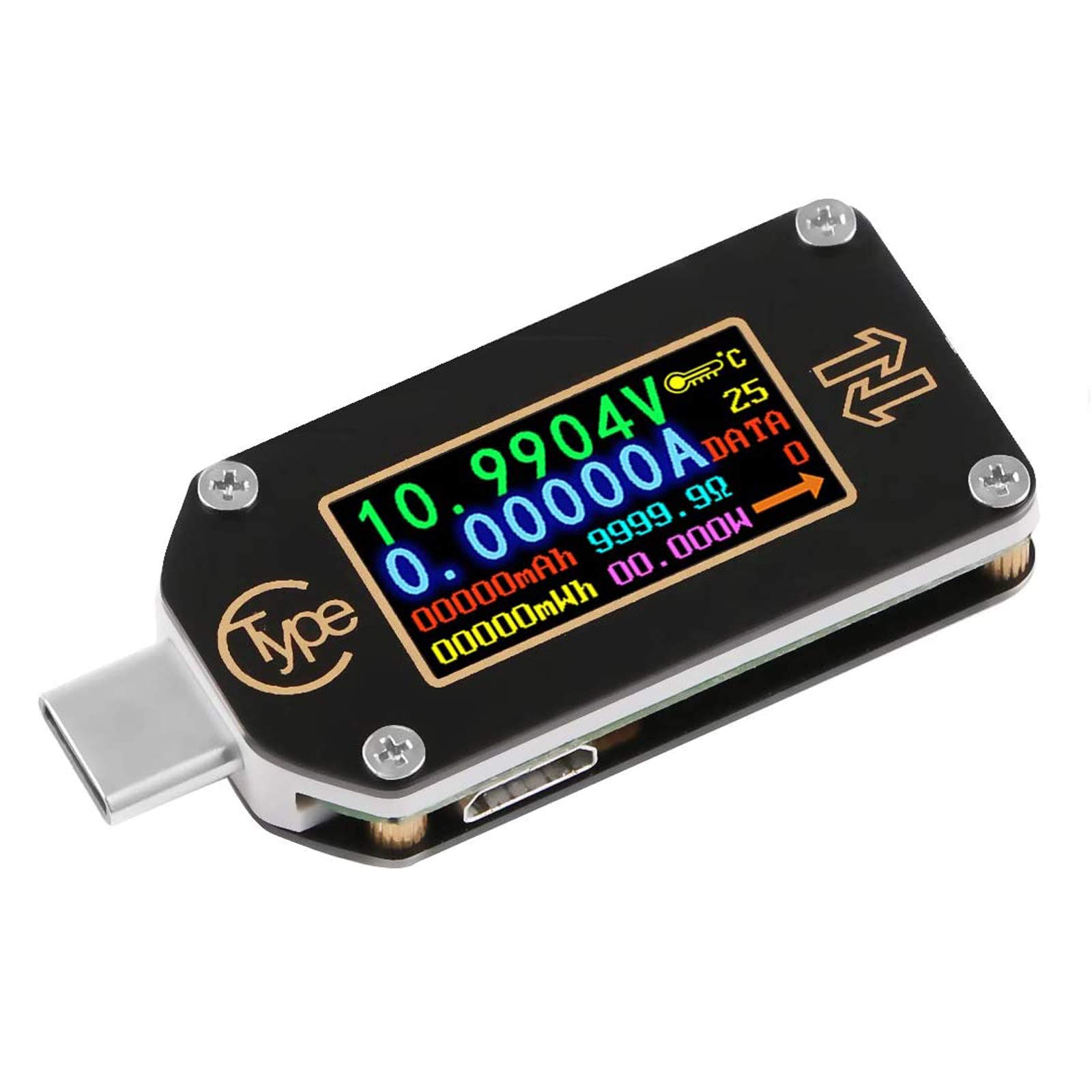 MakerHawk USB Power Meter, TC66 USB Tester Type C USB Voltage Meter and Current Tester, 0.96 Inch IPS Color LCD Display Power Tester Multimeter PD Ammeter Voltmeter QC 2.0 3.0
