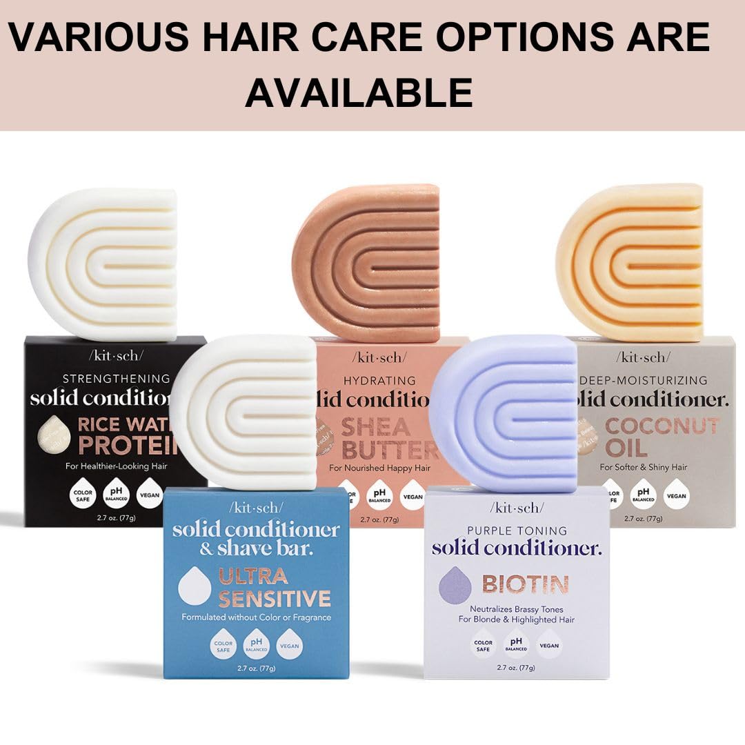 Kitsch Rice Water Protein Conditioner Bar for Hair Growth & Strengthening | Made in US | Eco-Friendly Cleansing and Moisturizing Rice Conditioner Bar | Paraben Free | Sulfate free, 2.7 oz (2 pack)