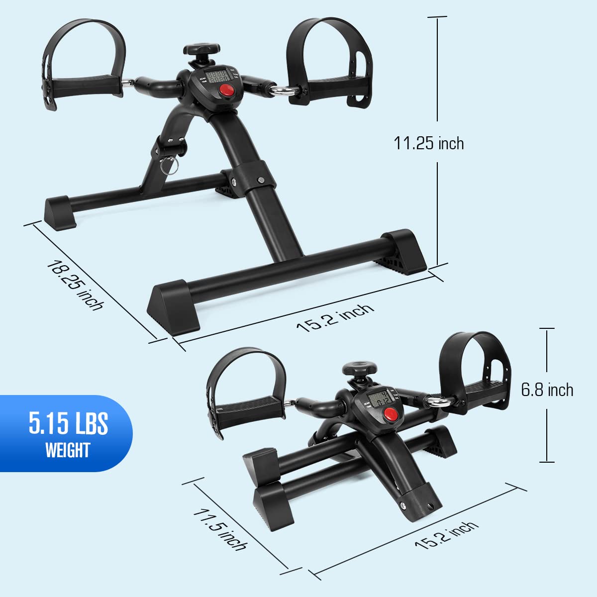 Folding Pedal Exerciser, BOOKCYCLE Mini Exercise Bike, Under Desk Bike Pedal Exerciser for Seniors Legs Arms Physical Therapy Workout at Home Office (Matte black)