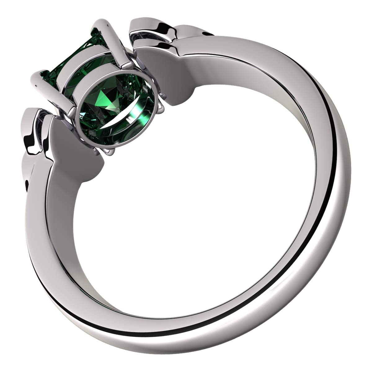 GWG Women's Rings Gift Sterling Silver Ring with Large Emerald Green CZ Square Stone Graced with Celtic Trinity Knots on Sides - 9 for Women