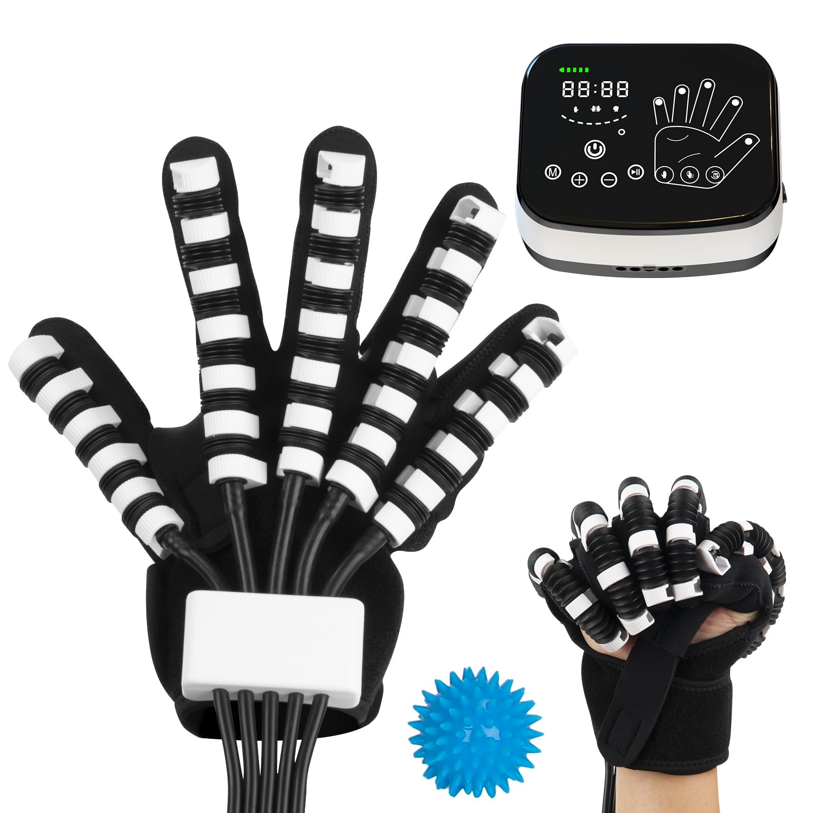 Relassy Rehabilitation Equipment, Rehabilitation Robot Gloves With Strength Adjustment With Stree Workout Modes