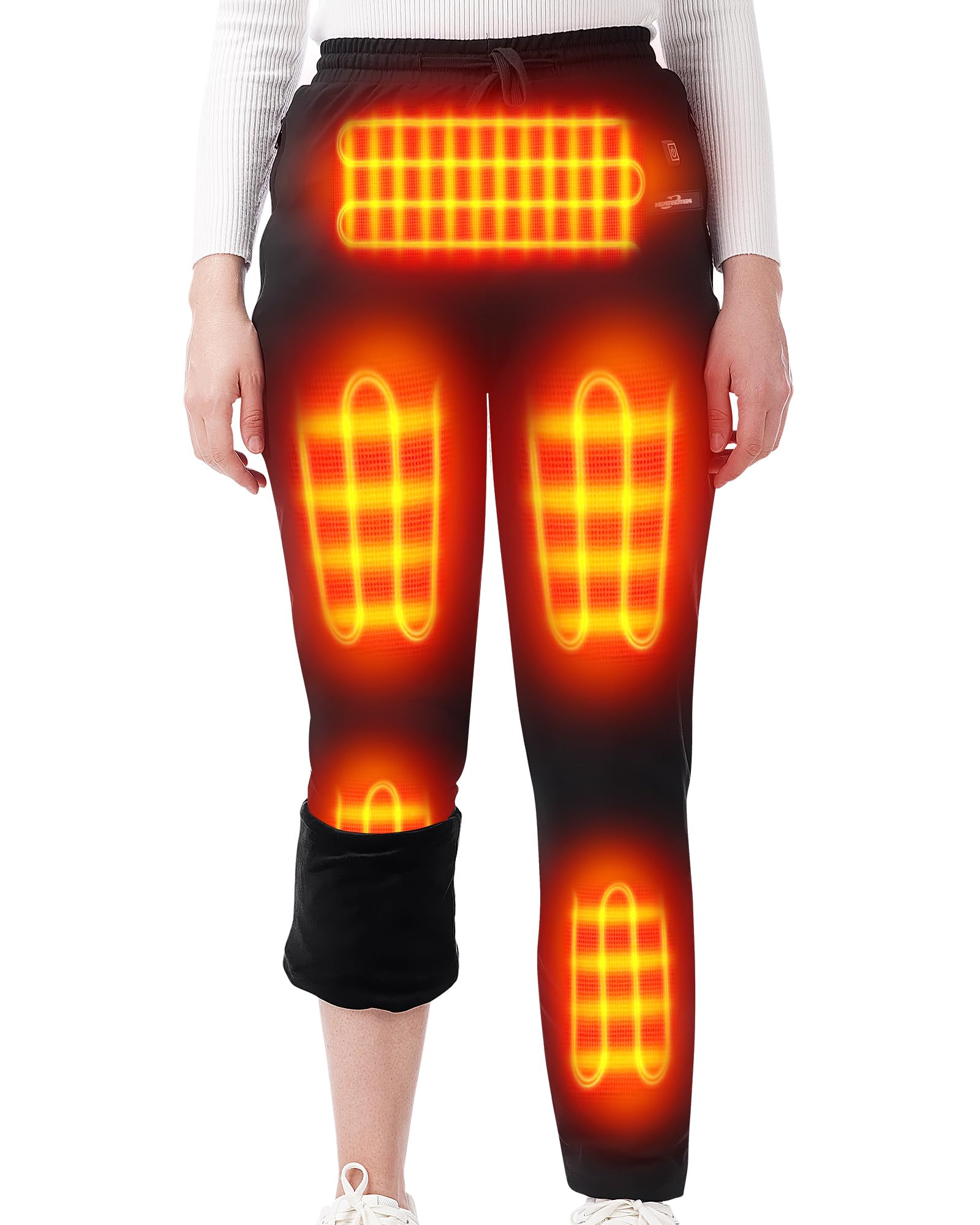 HEATEDTEK Women Heated Pants - Warm Heating Pants for Womens, 8pcs Heating Pads, 3 Temperature Control (Without Battery) Black