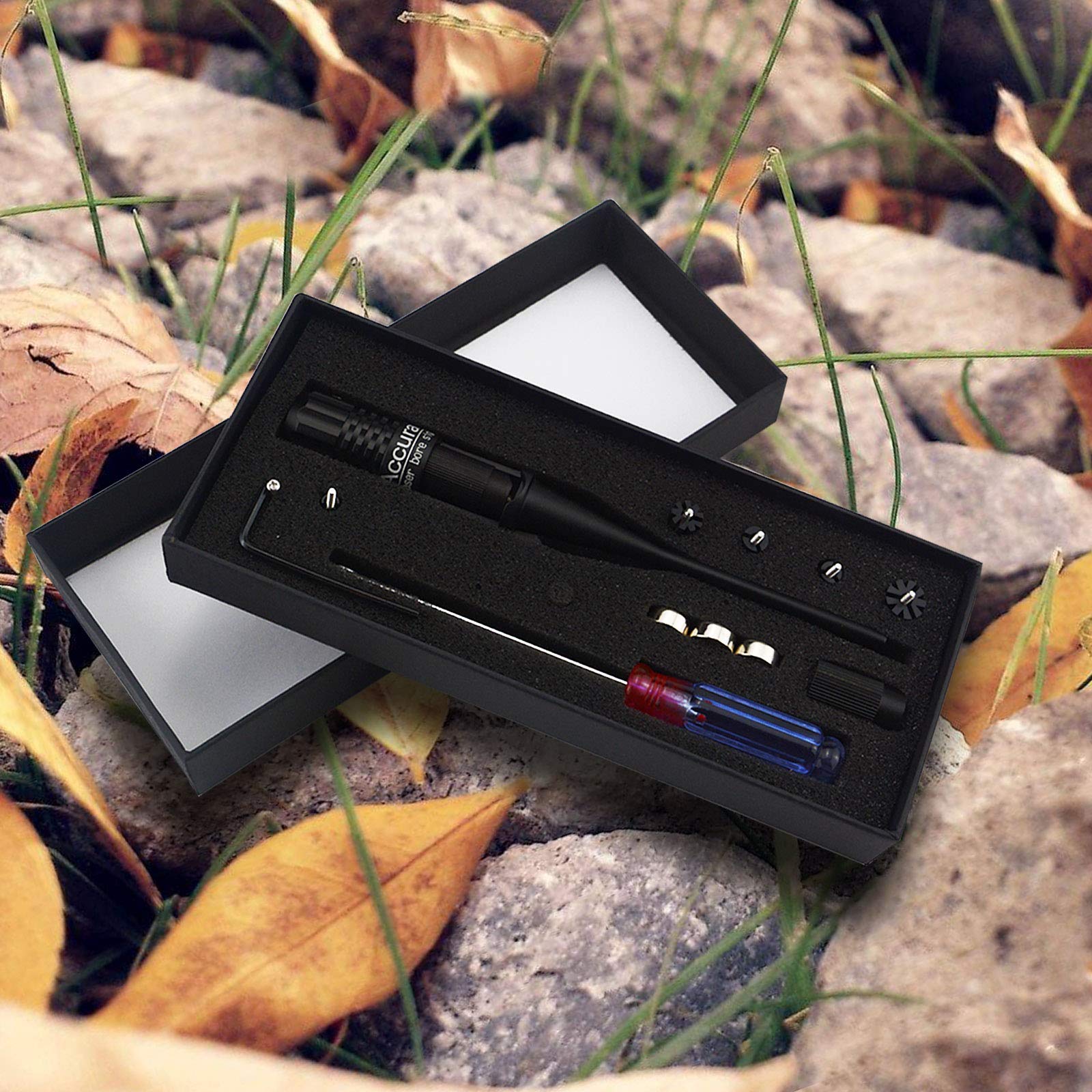 FMJIUGE Laser bore Sight kit Multi-Caliber boresighter for All Guns red Sight for Rifles and Pistols with 22 to 55 calibers, Comes with Complete Hunting or Shooting Tools