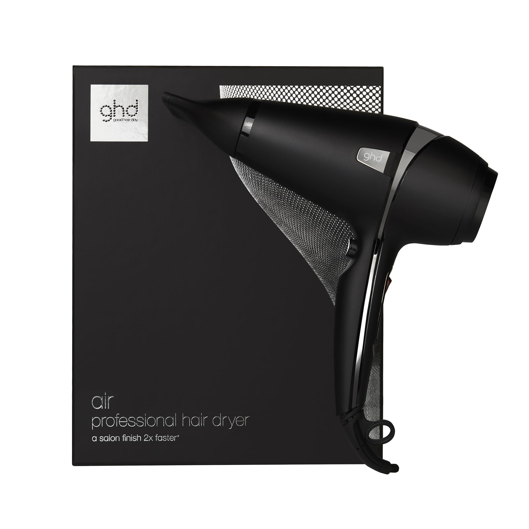 ghd Air Hair Dryer β 1600w Professional Blow Dryer, Salon Strength Motor, Concentrator Nozzle, Adjustable Temperature Setting, and Ionic Technology for Super-Fast Drying β Black