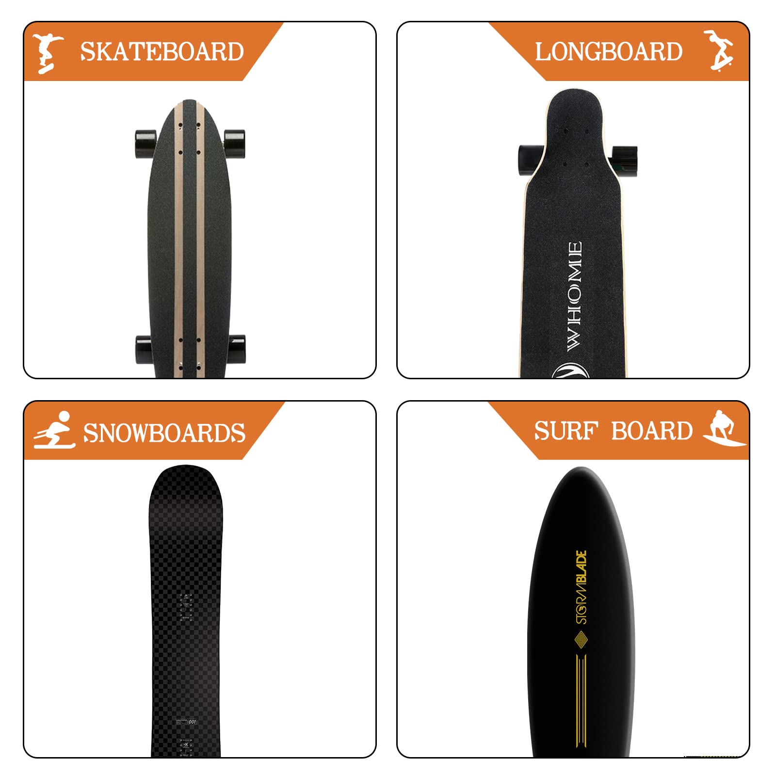 FABTEASQ Skateboard Hanger Skateboard Hooks for Wall Longboard Holder Longboard Wall Mount Hangers for Electric Skateboard,Guitar ,Snowboards,4 Pack