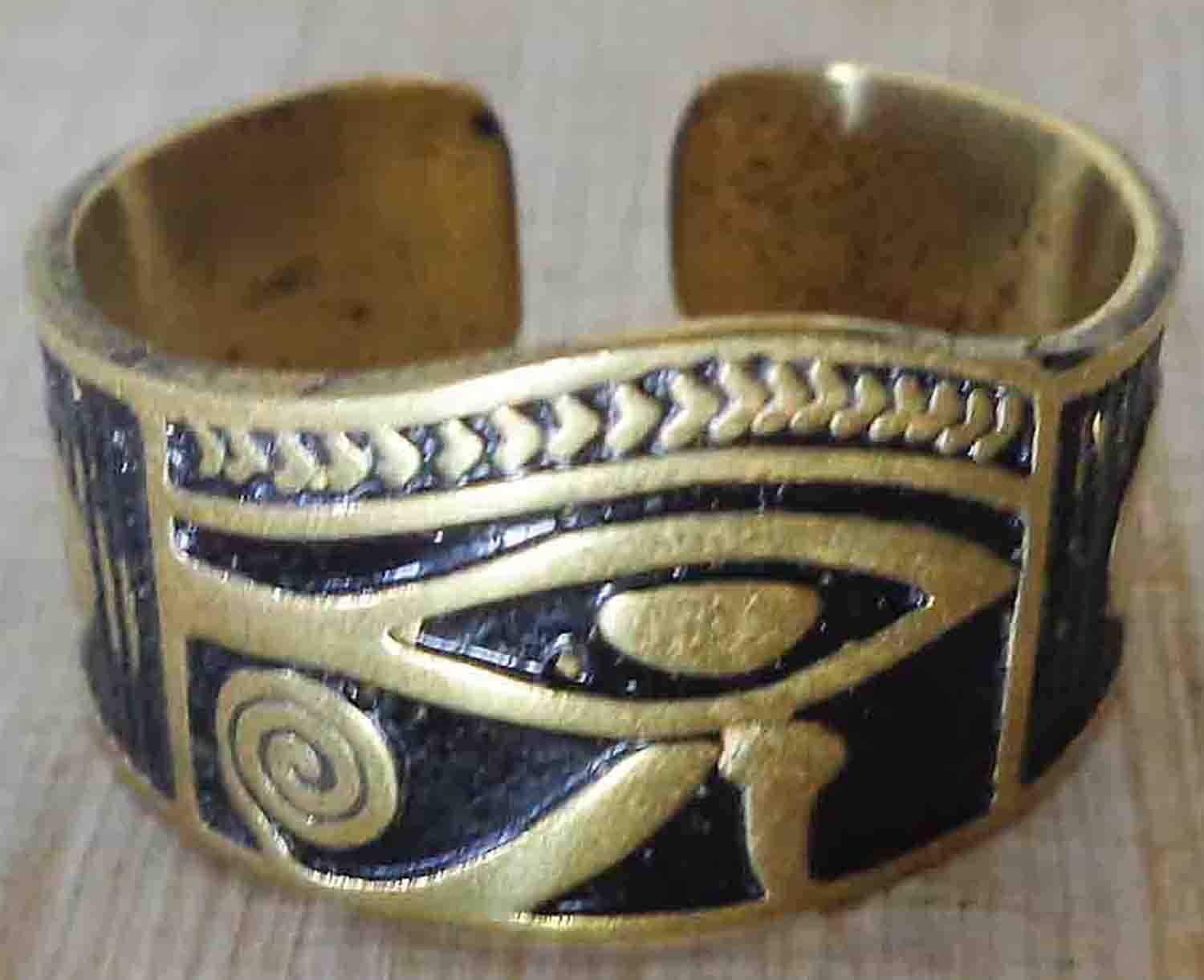 Finger Ring Hieroglyphic Horus Eye Ankh Egyptian Egypt Pharaoh Pharaoh’s Metal Hand Engraved Costume Jewelry Accessory Handmade Engraved