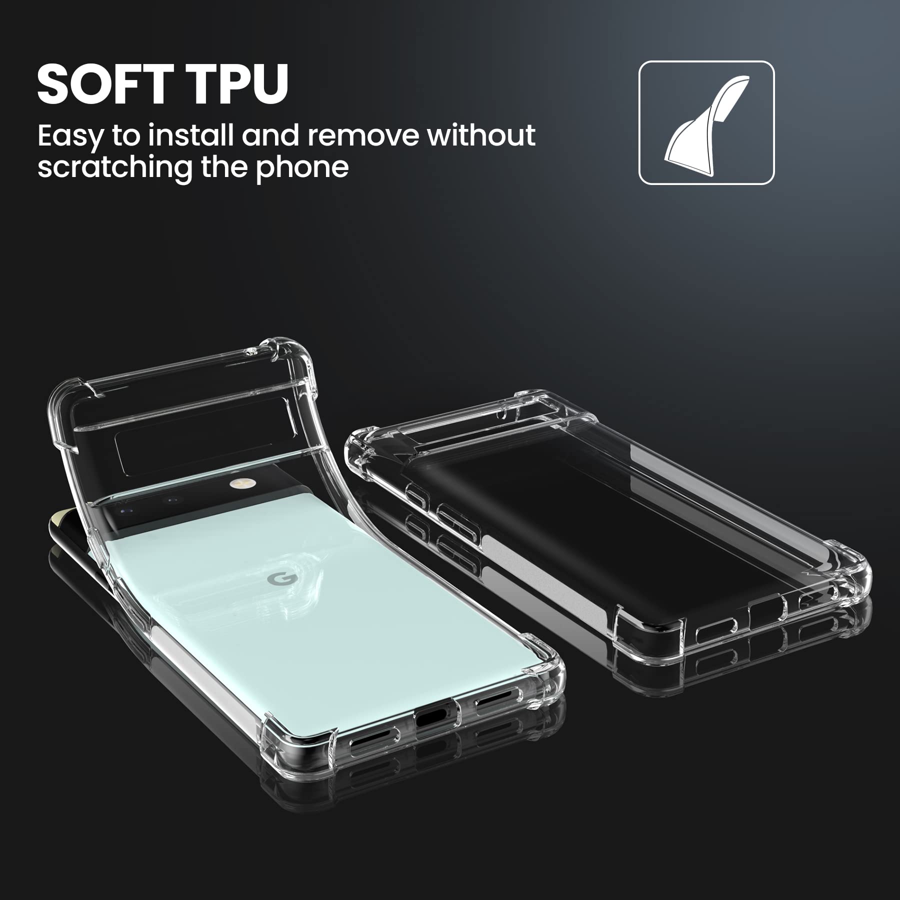 Foluu for Google Pixel 6 Case, Pixel 6 Case Clear, Scratch Resistant Reinforced Corners TPU Rubber Soft Skin Silicone Protective Case Cover for Google Pixel 6 2021 (Crystal Clear)