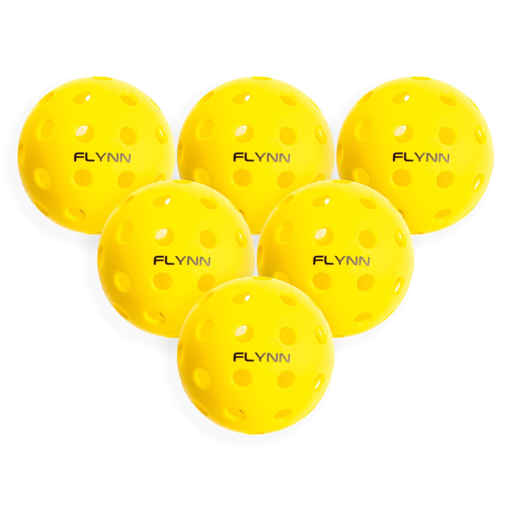 Flynn Outdoor Pickleball Balls β Bright Yellow Durable 40 Hole Pickleballs, Fly True with Consistent Bounce β Convenient 6 Pack, Suitable for Outdoor Pickleball Practice and Match Play.