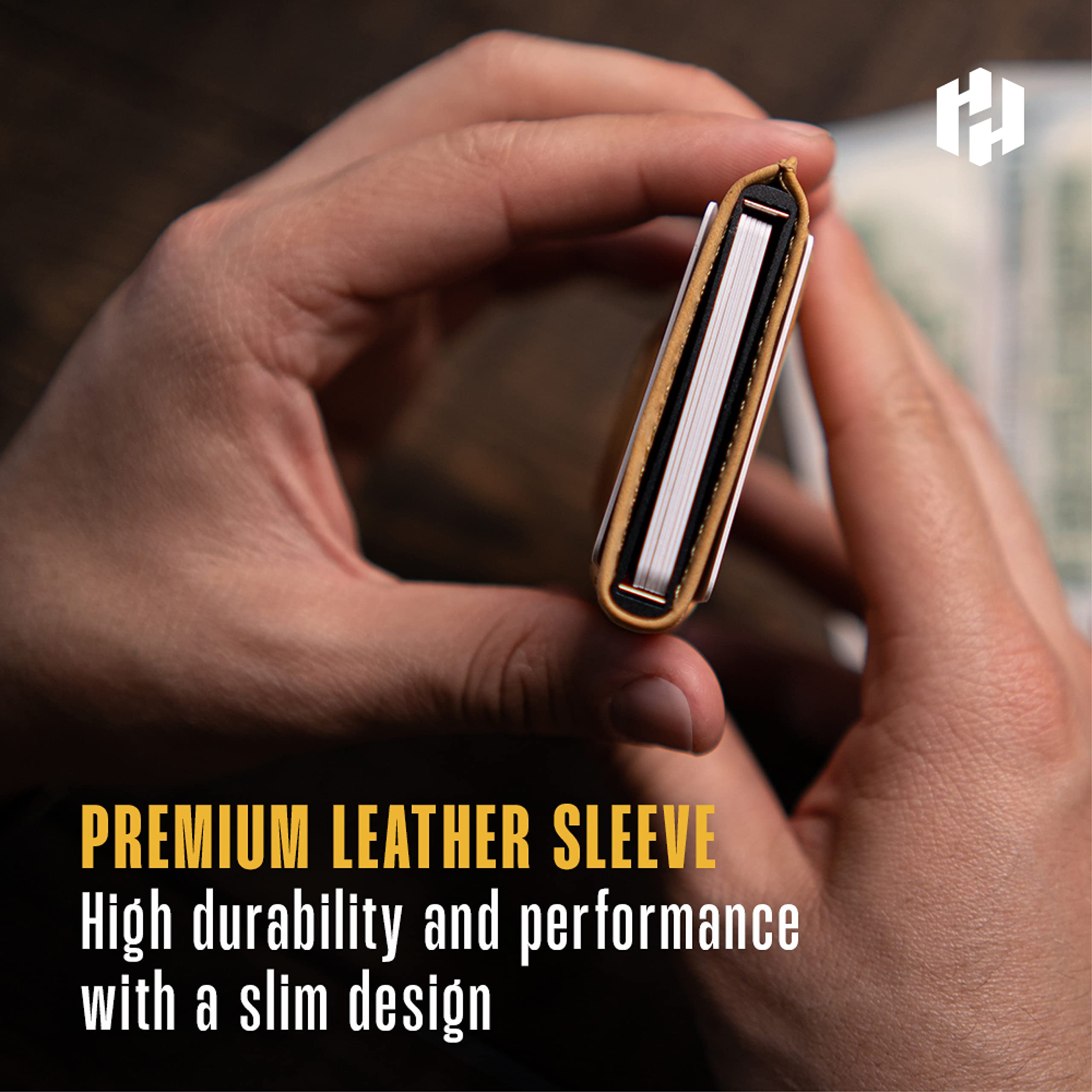 Hayvenhurst Slim Minimalist Pop Up Wallet with Cash Strap - RFID Blocking Credit Card Holder Capsule Metal Wallets for Men (Carbon Fiber)