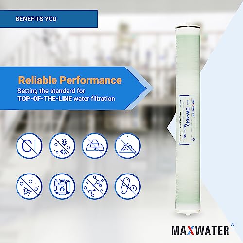 Max Water Brackish Water RO Membrane Element-BW-4040 2400 GPD, Commercial Reverse Osmosis size 4" x 40" good for Industrial, Car Wash, Whole House & more