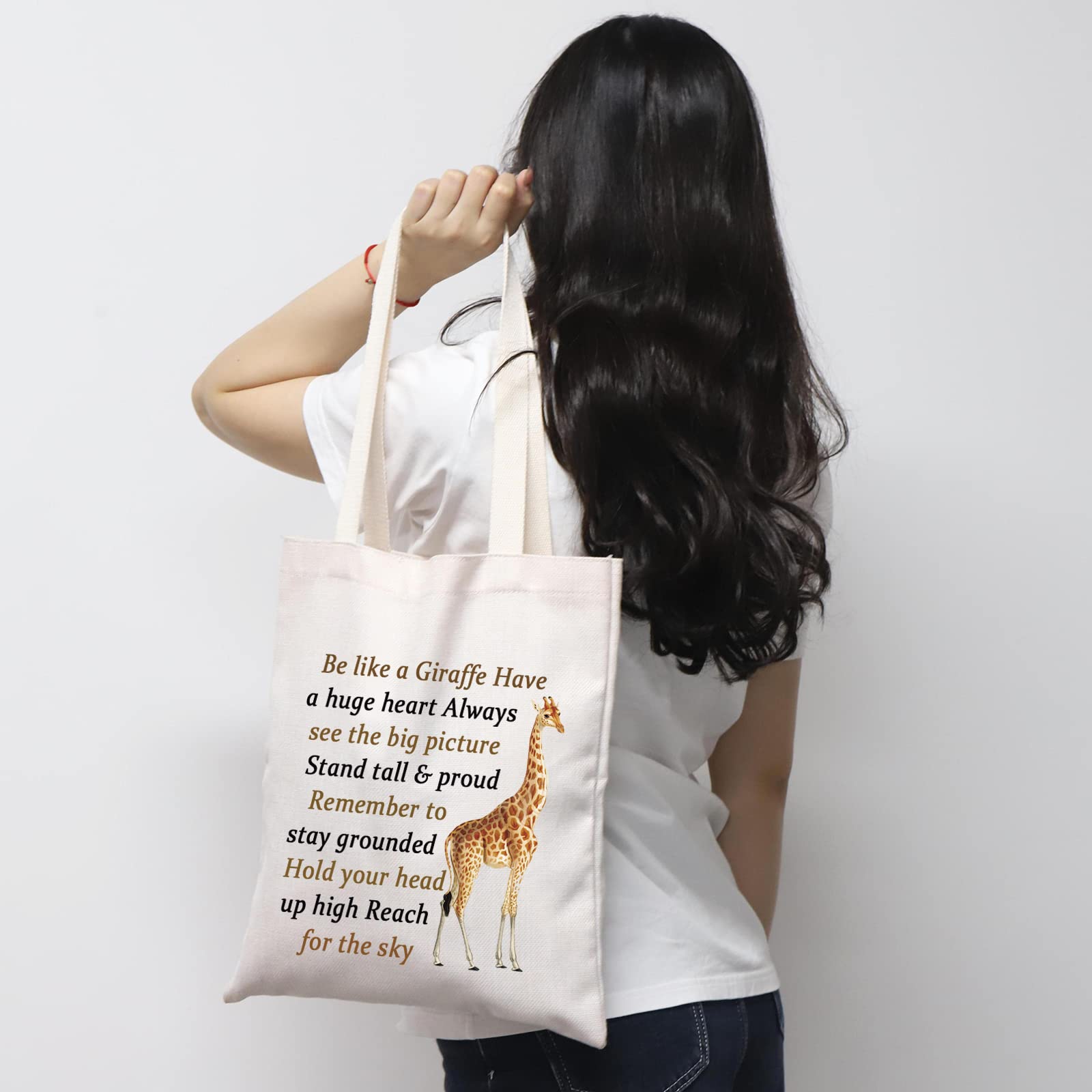 MNIGIU Giraffe Canvas Tote Bag Giraffe Lover Gift Giraffe Gift Giraffe Reusable Bag Giraffe Themed Gift Animal Lover Gift (Giraffe Tote)