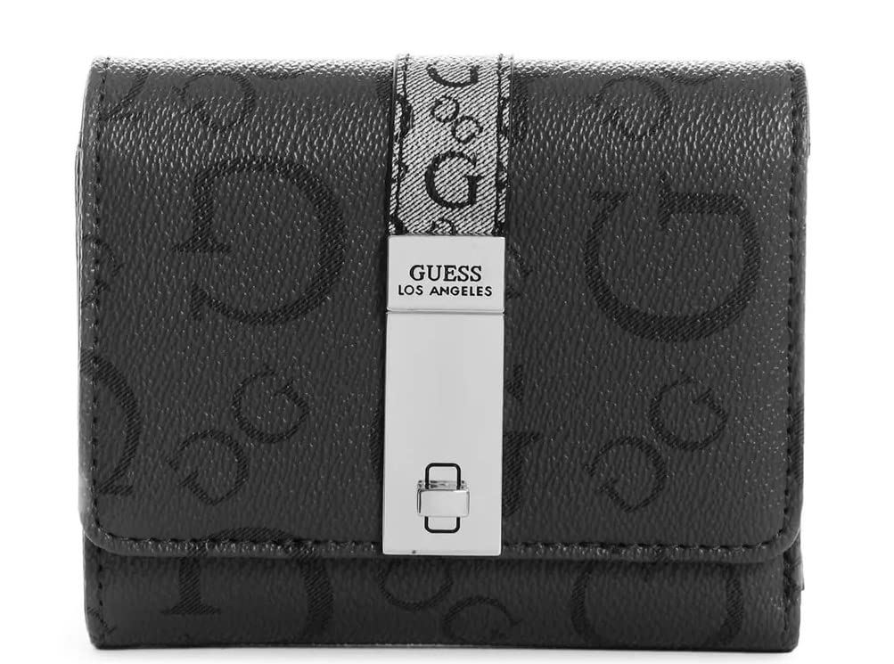 GUESS Factory Women's Cortni G Logo Trifold Organizer Small Wallet - Black