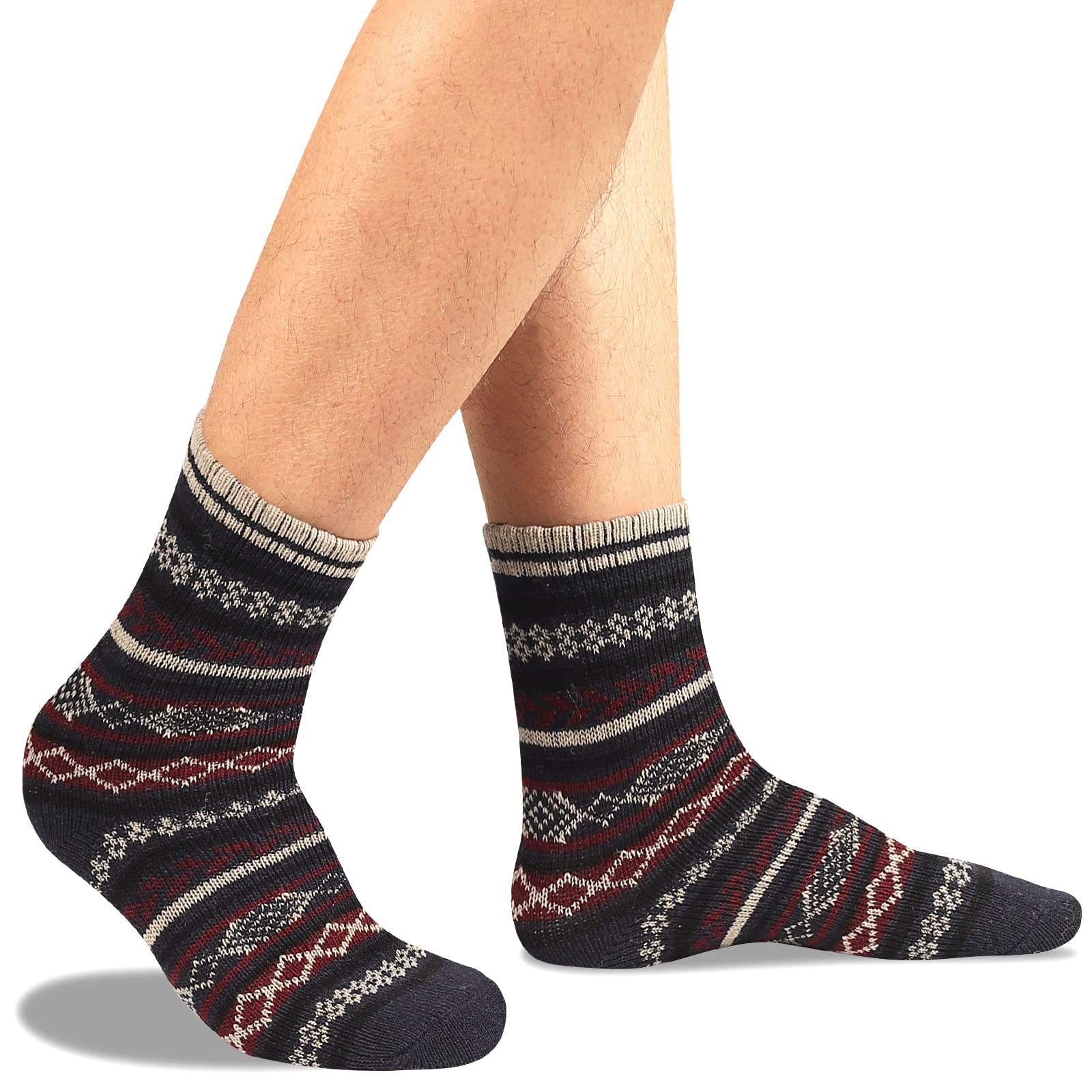Heatuff Men's Winter Wool Socks Warm Soft Full Cushion Crew Socks (5 Pairs)