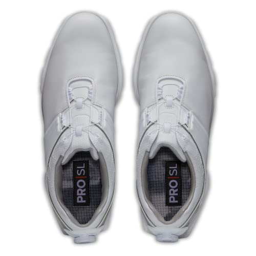 FootJoy Men's Pro|SL Boa Golf Shoe, White/White/Light Blue, 9.5 X-Wide