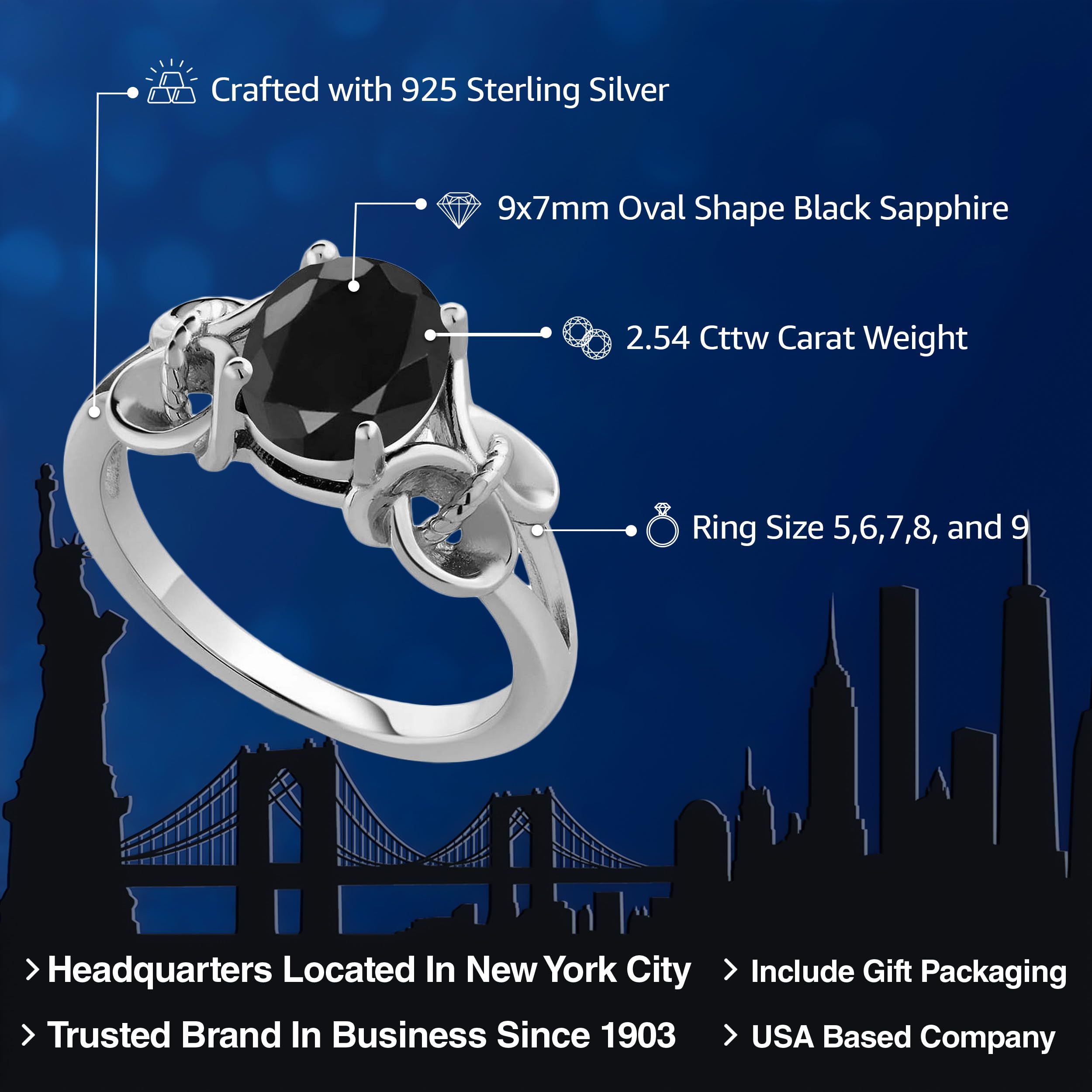 Gem Stone King 925 Sterling Silver Oval Gemstone Birthstone Engagement Ring | Oval 9X7MM | Wedding Anniversary Promise Ring For Women | Available in size 5, 6, 7, 8, 9