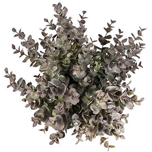 Flojery 4Pcs Artificial Eucalyptus Plant Fake Silver Dollar Eucalyptus Branches Greenery Wedding Jungle Theme Party Home Decor (Winter Green)