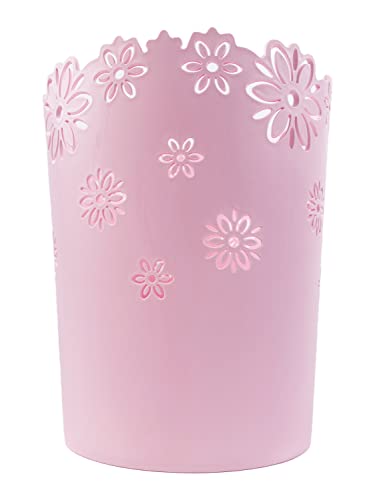 Nazr Wastebasket, Hollow Flower Shape Plastic Lidless Wastepaper Baskets Trash Can (M-Pink)