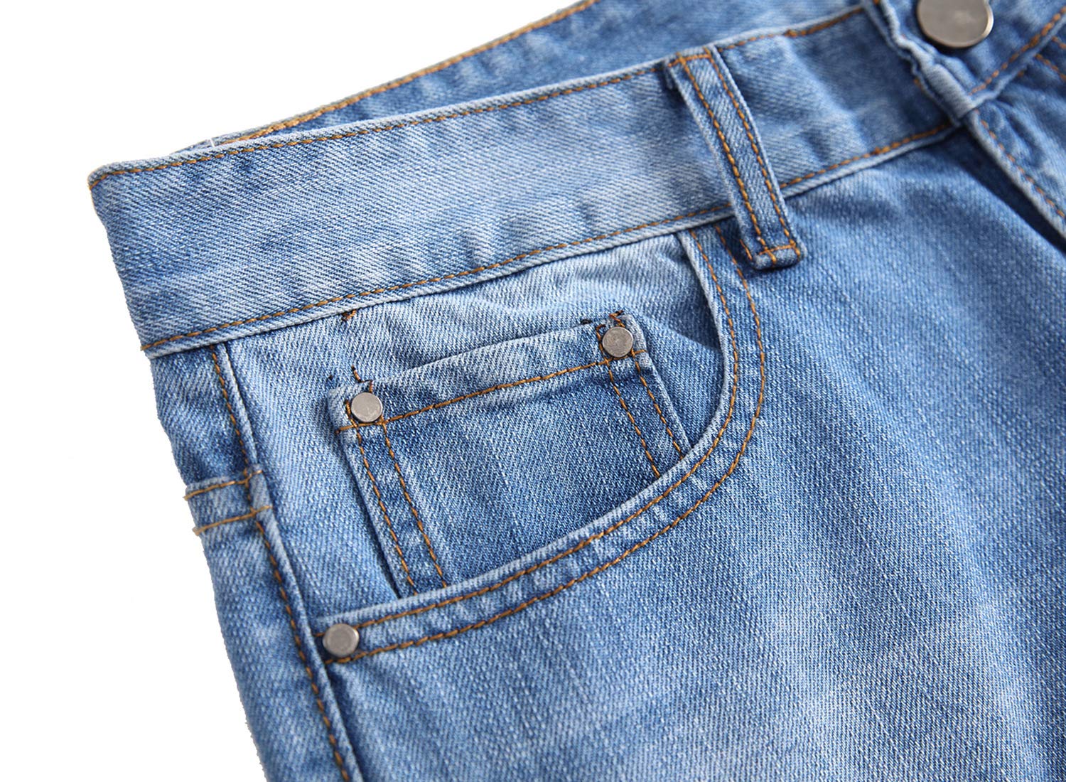 Enrica Men's Skinny Ripped Distressed Destroyed Straight Fit Denim Jeans (Light Blue 305, 34)