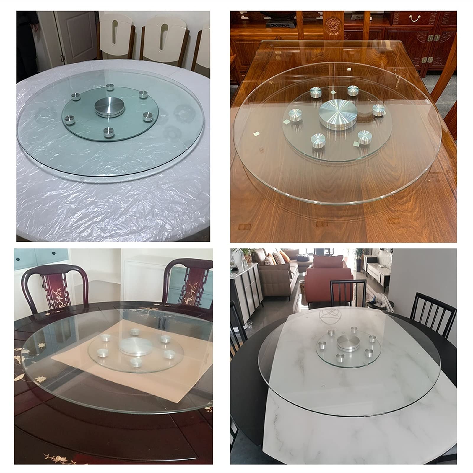 Heavy Duty Turntable Kitchen Lazy Susan, 24 in 28 in 36 in Round Rotating Turntable for Kitchen, Countertop, Office, Dining Table Serving Tray - Clear Spinning Smooth (Size : 60cm/23.6in)