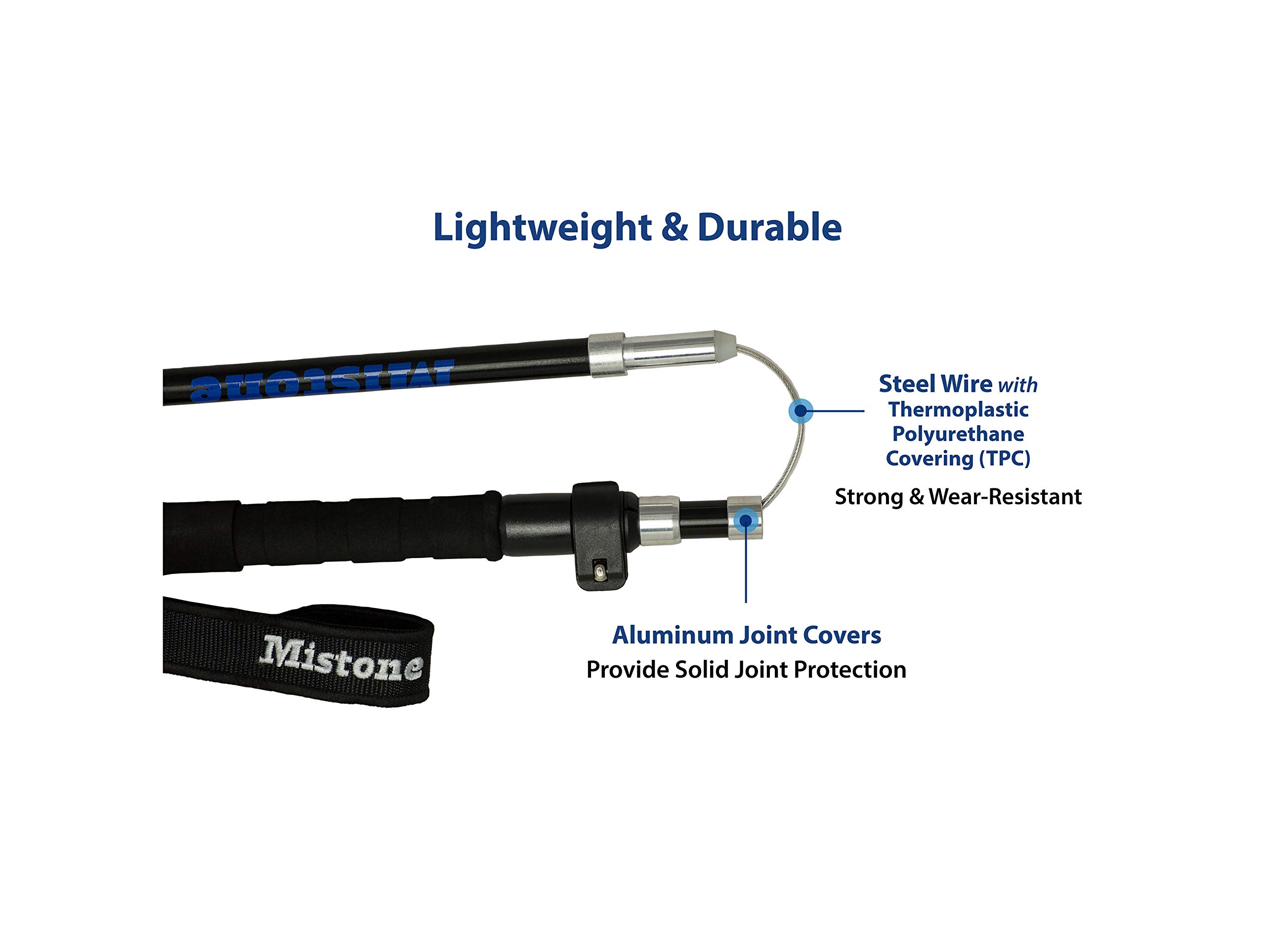 Folding Hiking Poles by Mistone – Regular or Short - Buy 1 pole or 2 poles - Fold to 14” - Belt Mounted Carrier - Ultra Strong Light Aluminum 7075-T6 Alloy