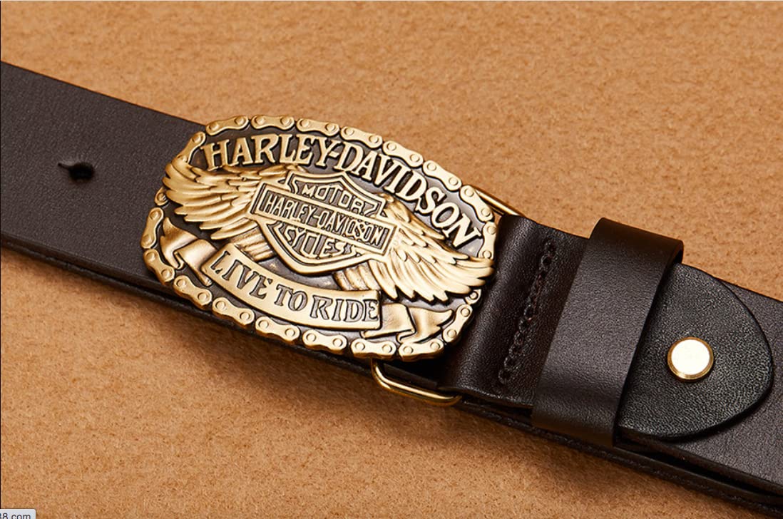 HT LEATHER Solid Brass Belt Buckle For Men, Belt Buckles Bird Wings Harley Davidson, 3 pcs Screw Belt Brass Solid small size