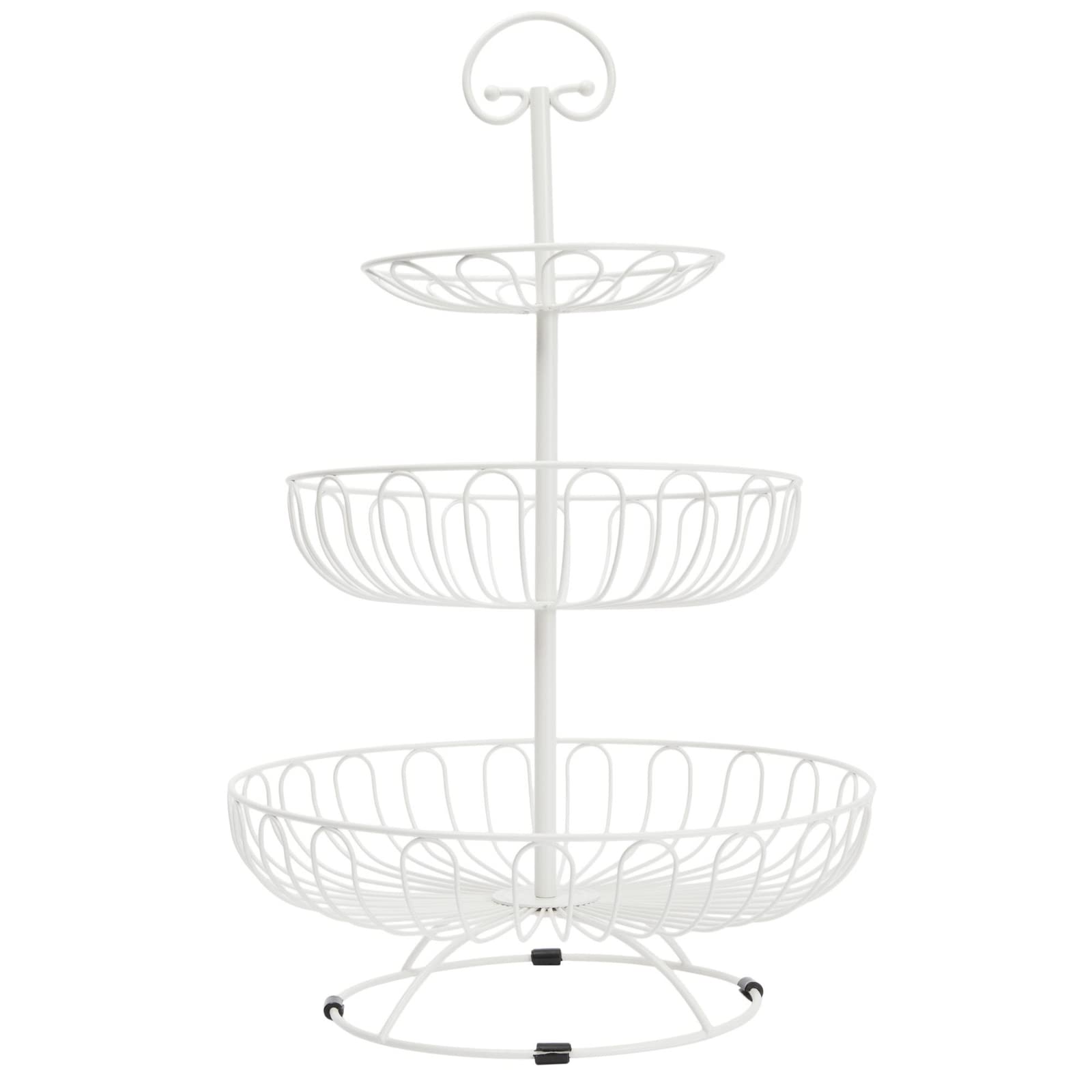 Juvale Large White Fruit Basket for Kitchen Counter, Metal 3 Tiered Fruit Stand for Countertop, Fresh Produce, Fruits and Vegetables, Organization, Storage Rack (18 In)