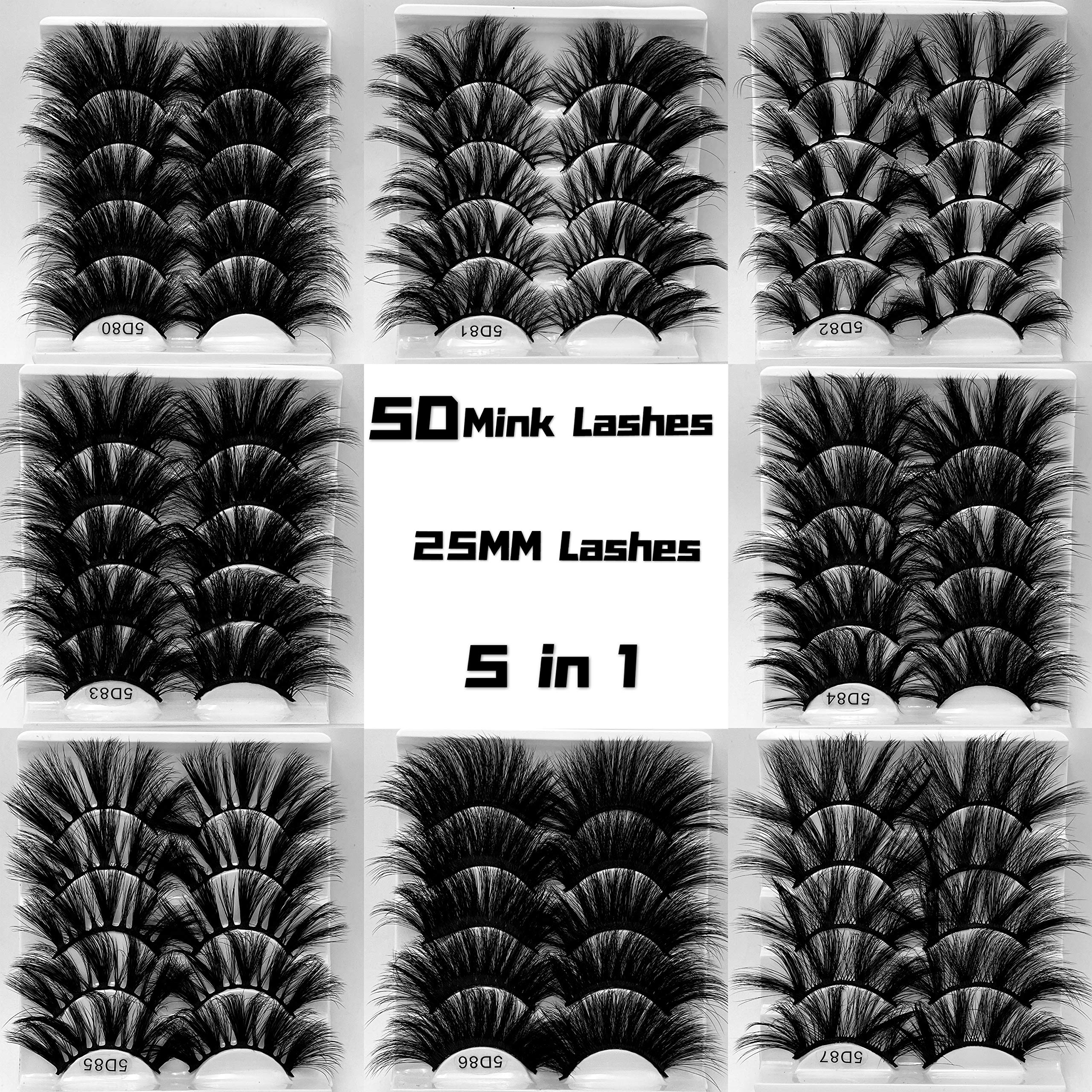 HBZGTLAD NEW 5Pair Fluffy Lashes 25mm 3d Mink Lashes Long Thick Natural False Eyelashes Lashes Vendors Makeup Mink Eyelashesa(5D86)