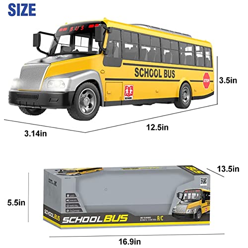 Liberty Imports RC School Bus - 2.4Ghz Remote Control Toy Bus with LED Lights, Rechargeable Electronic Vehicle for Kids