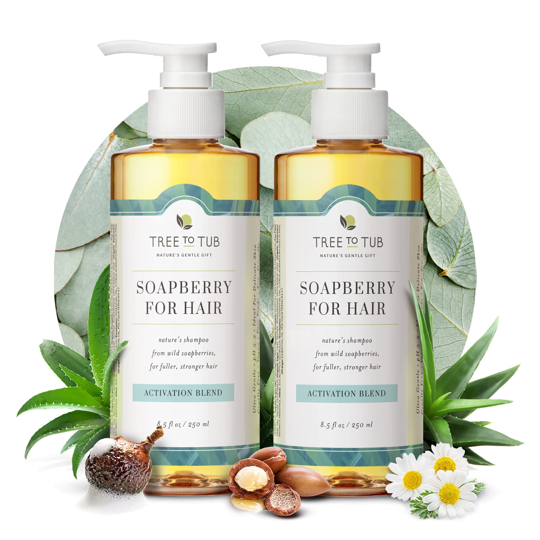 Tree to Tub Biotin Fine Hair Thickening Shampoo for Thicker, Fuller Volume - Gentle Volumizing Sulfate Free Argan Oil Shampoo for Women & Men w/Caffeine, Organic Saw Palmetto, All Natural Tea Tree