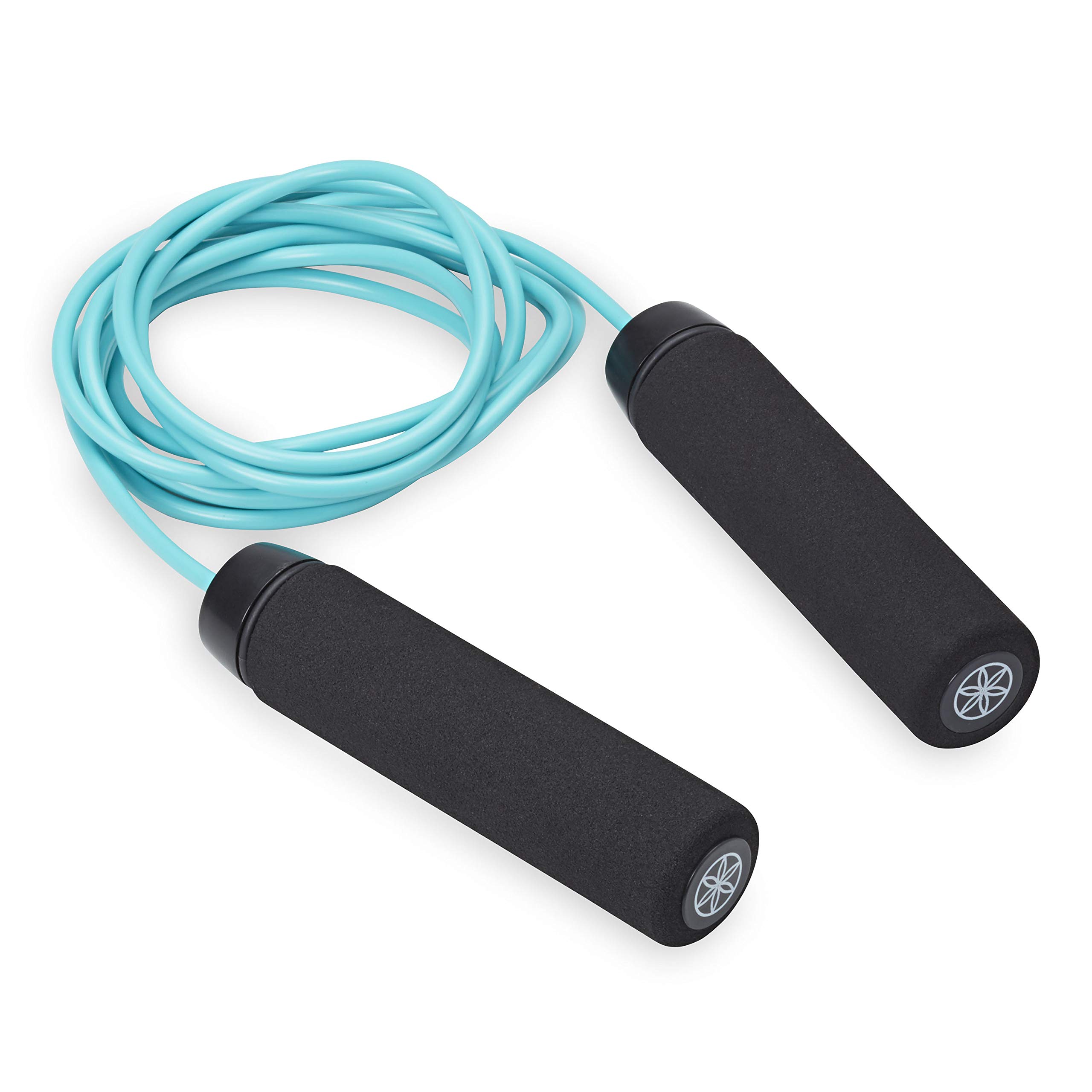 Gaiam Essentials Jump Rope - 9ft Adjustable Tangle Free Vinyl Skipping Cable Jumping Rope | Soft Foam Grip Handles, Teal