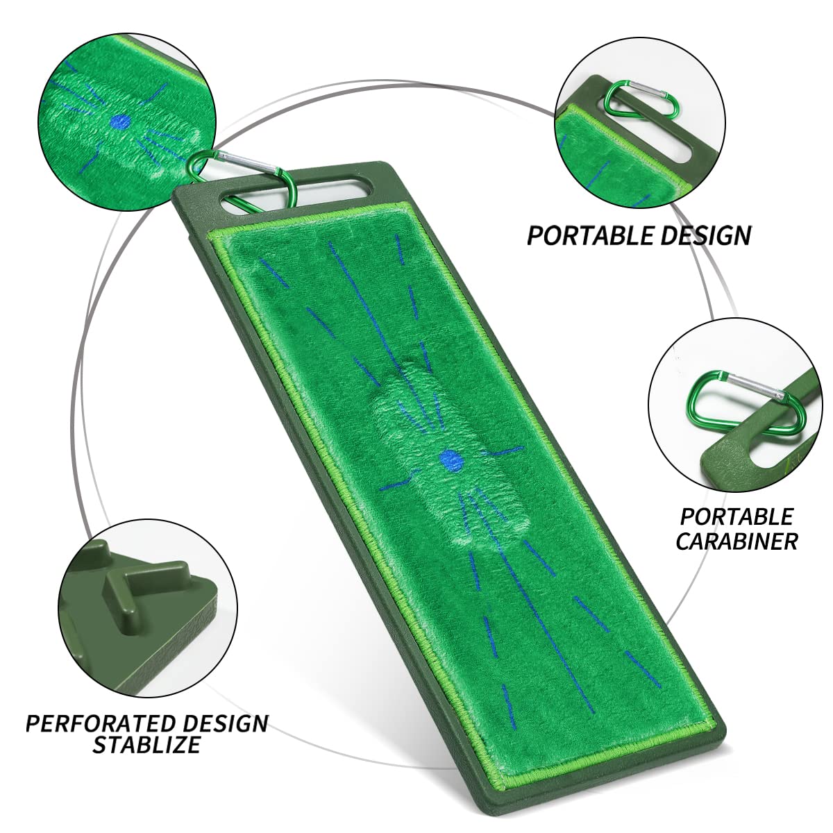 HUAEN Golf Hitting Mat,Golf Swing Training Impact Mat,Analysis & Correct Your Swing Path, Advanced Guide, Practice Grass Mat for Indoor/Outdoor