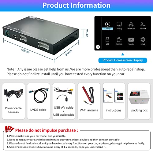 Road Top Wireless Carplay Retrofit Kit Decoder for Mercedes Benz NTG5.0 C Class W205 GLC 2015-2018 Year Car, Support Wireless Android Auto, Mirrorlink, Reverse Camera
