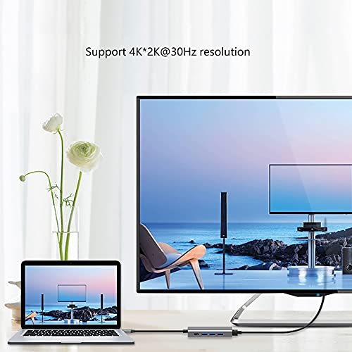 Hub Dock Adapter USB C Docking Station 8-in-1 USB C Hub Adapter for PC Laptop with HDMI, Ethernet, 3 USB 3.0, 60W PD, SD/TF Card Reader Computer Accessories