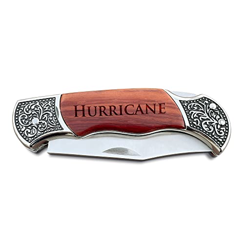 Krezy Case Engraved Pocket Knife, Brown Engraved Customized Pocket Knife, Folding Knife, Personalized Engraved Pocket Knife With Wooden Box