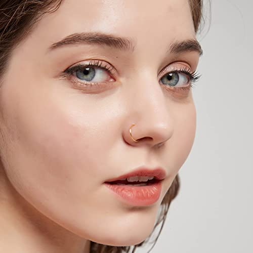 GIULIA LEONI 14K Gold Nose Ring Hoop for Women, 20G Nose Piercing Jewelry, Stainless & Hypoallergenic Nose Rings (gold)