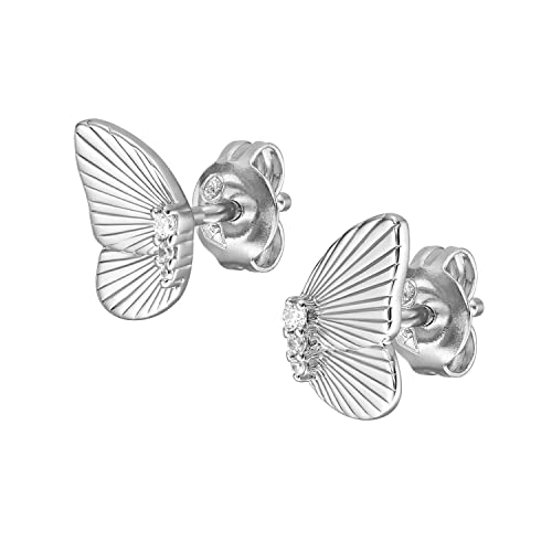 Fossil Women's Sterling Silver Butterflies Stud Earrings, Color: Silver (Model: JFS00621040)