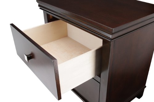 Furniture of America Pasha Traditional 2 Drawer Storage Wood Nightstand with Square Metal Knobs, Bedside Table for Bedroom, One-Size, Brown Cherry
