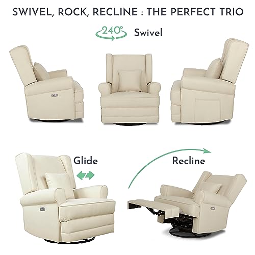Evolur Phoenix Upholstered Seating Wing Back Glider Swivel, Rocker, Power Recliner, Glider Chair for Nursery in Shell, Modern Nursery Recliner with A Bonus Pillow, Tool-Free Assembly, Easy to Clean