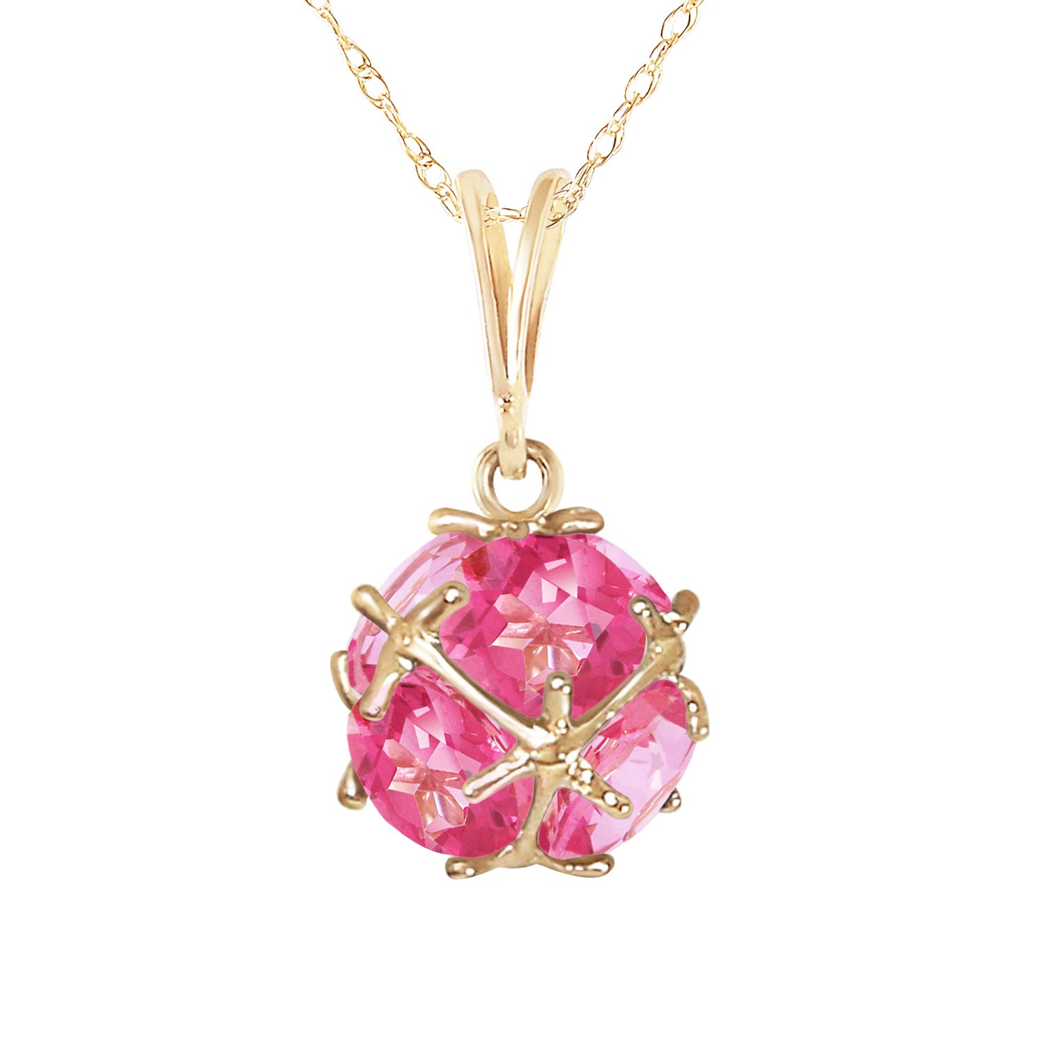 Galaxy Gold GG 3.70 Carat 14k 20" Solid Gold Necklace with Natural Pink Topaz