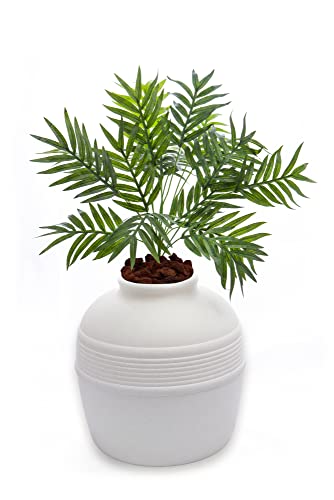 Pets Best Products - The Original Hidden Litter Box, White with Phoenix Palm Plant and Lava Rock
