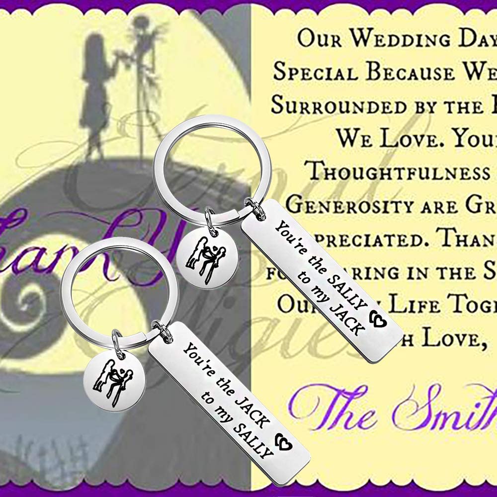 FOTAP Jack and Sally Inspired Gift Skull Jack and Sally Gift Jack Skellington & Sally Jewelry Couples Matching Gift (Jack and Sally 2key)