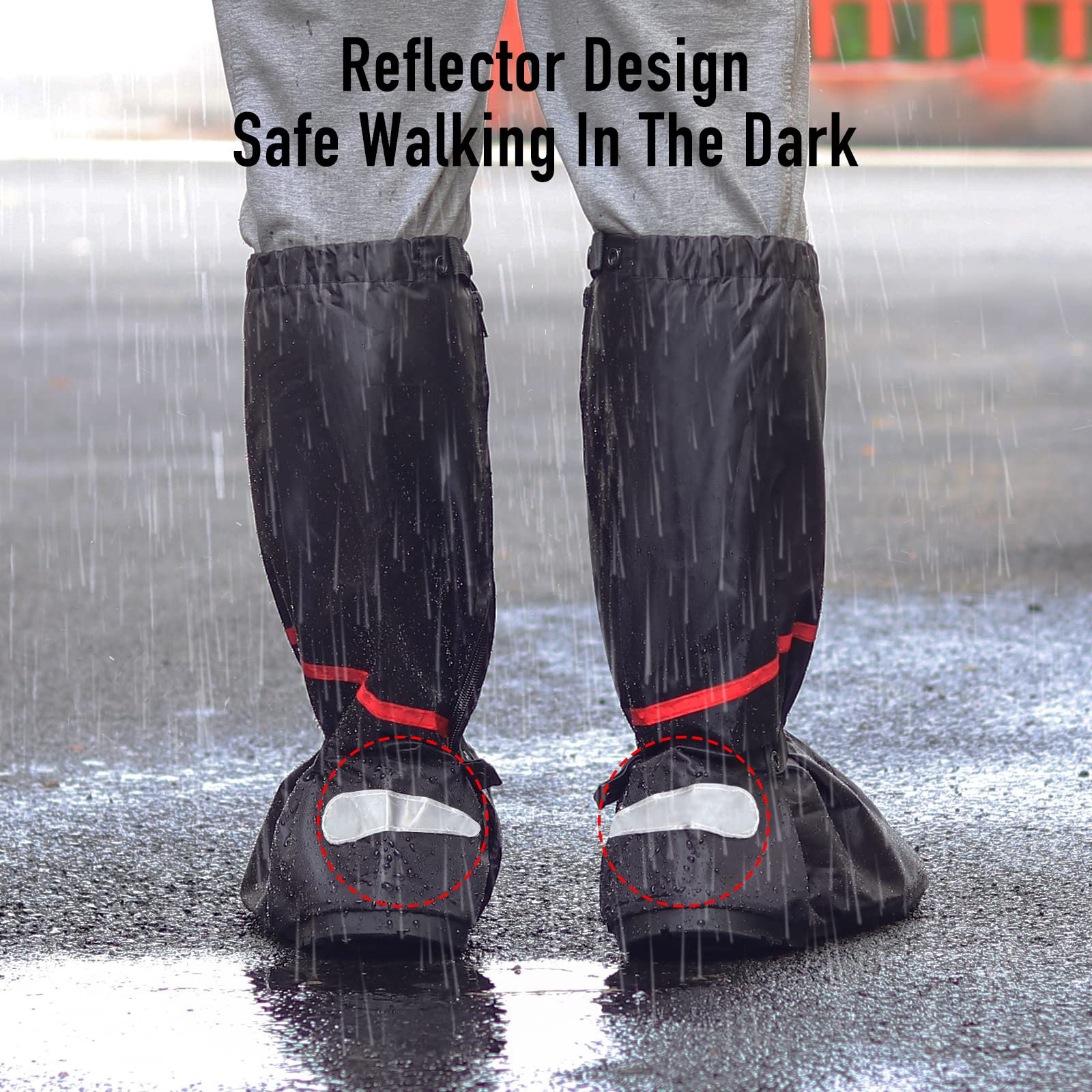HEKEDES Waterproof Shoe Covers(Thickened), Reusable & Foldable Rain Boot Shoe Cover with Zipper, Non-Slip, Rain Gear for Men Women
