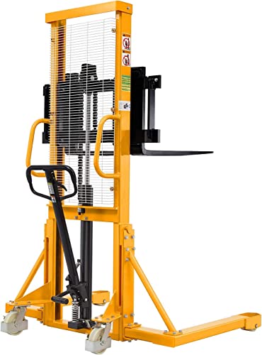 ilin Electric Pallet Jack Truck Lithium Battery 3300LBS Capacity 48" x 27" Fork Size and Manual Pallet Stacker 1100lbs Capacity 63" Lift Height with Straddle Legs Adjustable Forks