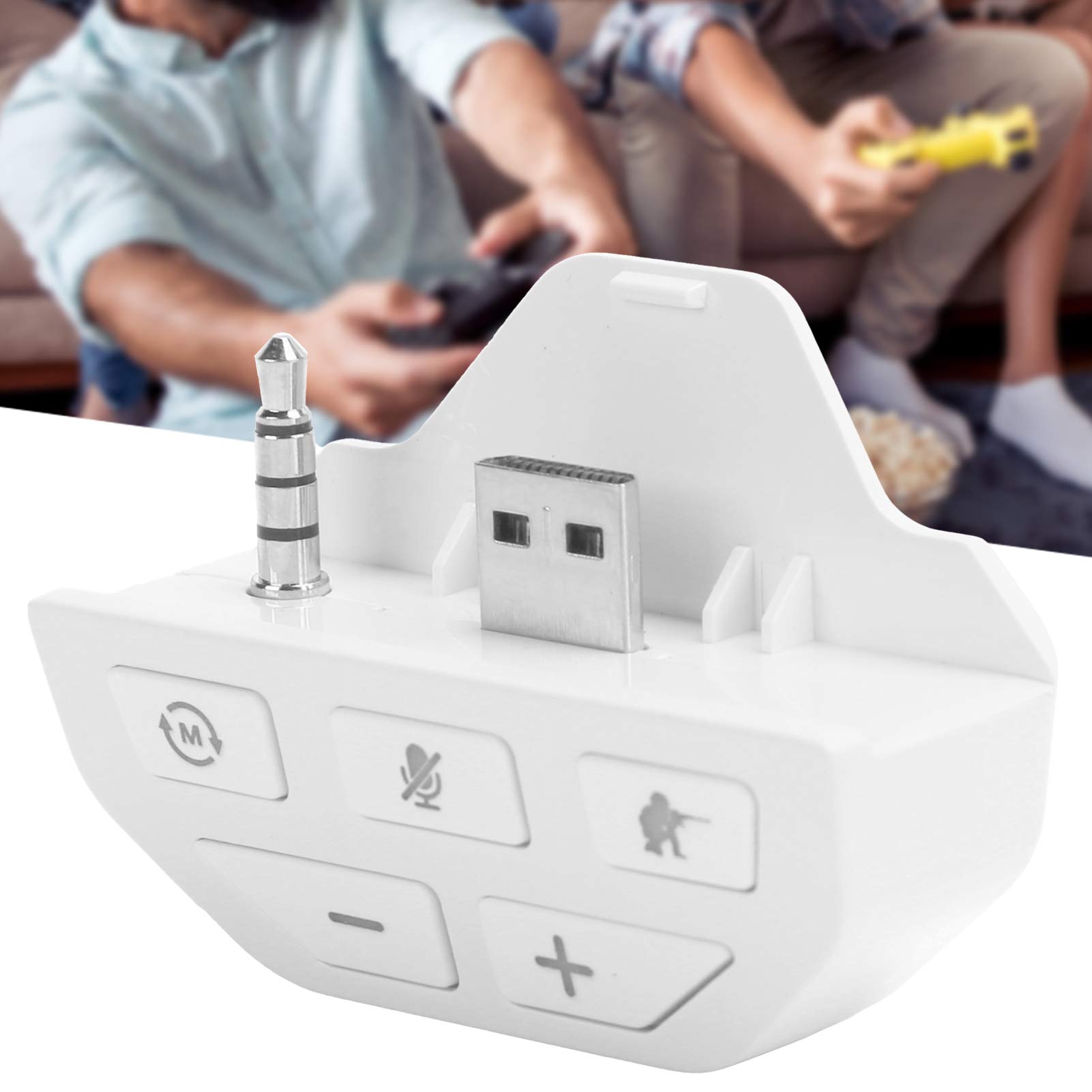 Focket Stereo Headset Adapter for One Controller, 3.5mm USB Audio Adapter Stereo Headphone Converter Gamepad Headset Adapter, Sound Enhancer for Controller Headset Adapter (White)