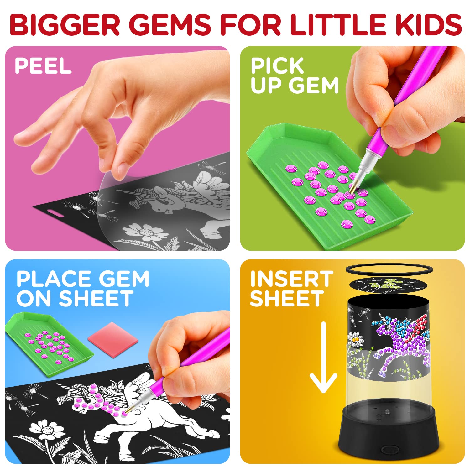 Learn & Climb Arts & Crafts Gem Art Kit for Girls Ages 8-12. Diamond Painting Gift for Girls