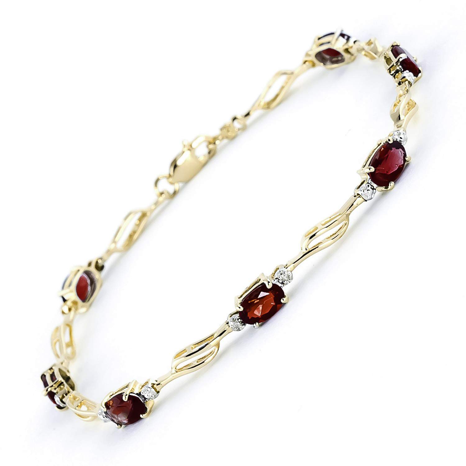 Galaxy Gold GG 3.39 CTW 14k Solid Gold Tennis Bracelet Garnet Diamond