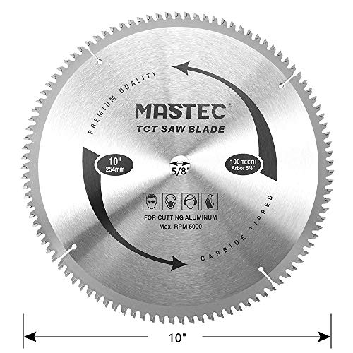 MASTEC 10-Inch 100T Carbide Tooth TCG for Aluminum Saw Blade with 5/8-Inch Arbor