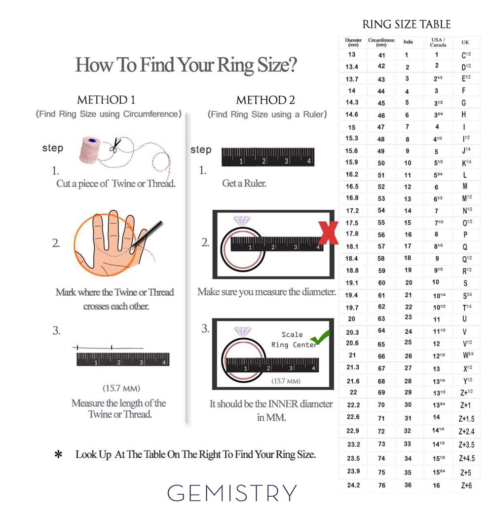 GEMISTRY Natural Classic Pear Gemstone Bypass Ring with White Topaz in 925 Solid Sterling Silver for Women | April Birthstone Jewelry Gift for Her