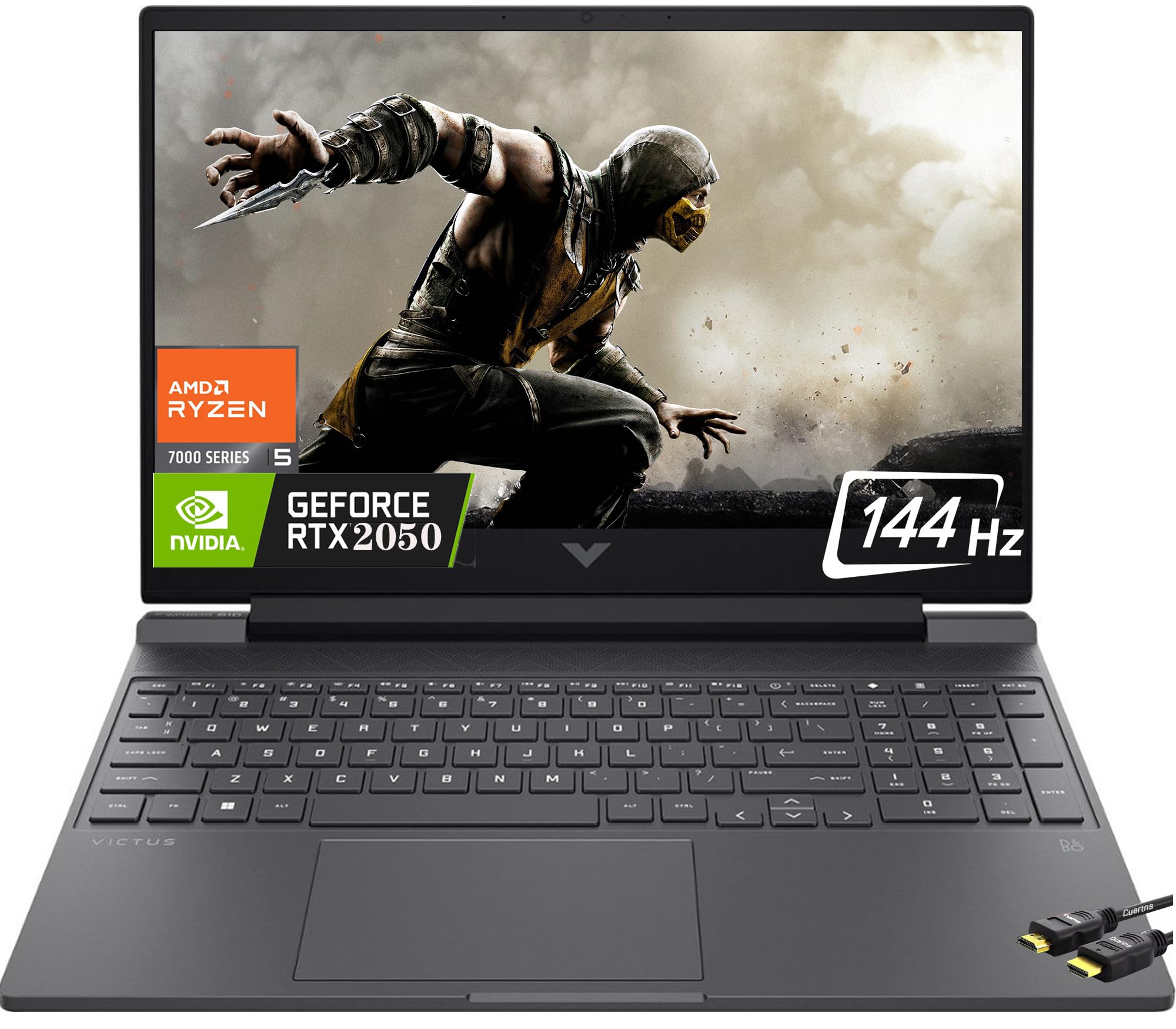 HP 2023 Gaming Laptop Victus, 15.6" FHD IPS 144Hz, 6-Core Ryzen 5 7535HS (Beats i7-11800H), GeForce RTX 2050 4GB GDDR6 Graphic, Backlit KB, B&O, Bluetooth 5.3, Windows 11 Home(32GB|1TB SSD)
